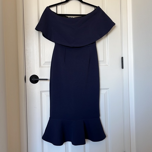 Nonac | Dresses | Navy Blue Off The Shoulder Dress | Poshmark